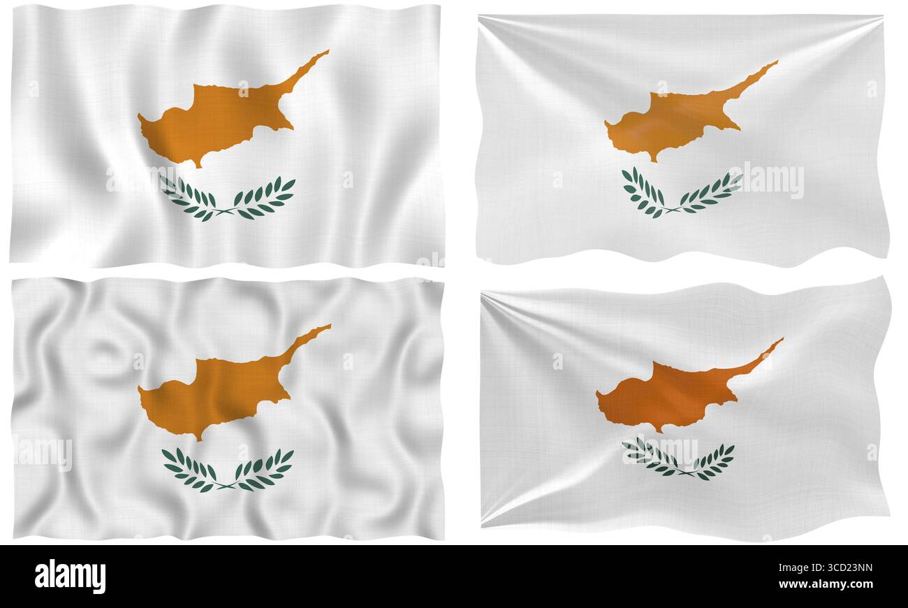 Great Image on white of four Flags of Cyprus Stock Photo - Alamy