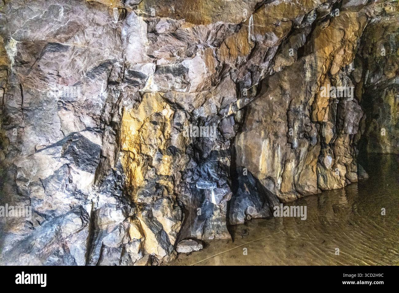 Rock face in the bunker - mineral deposits and rock formations Stock ...