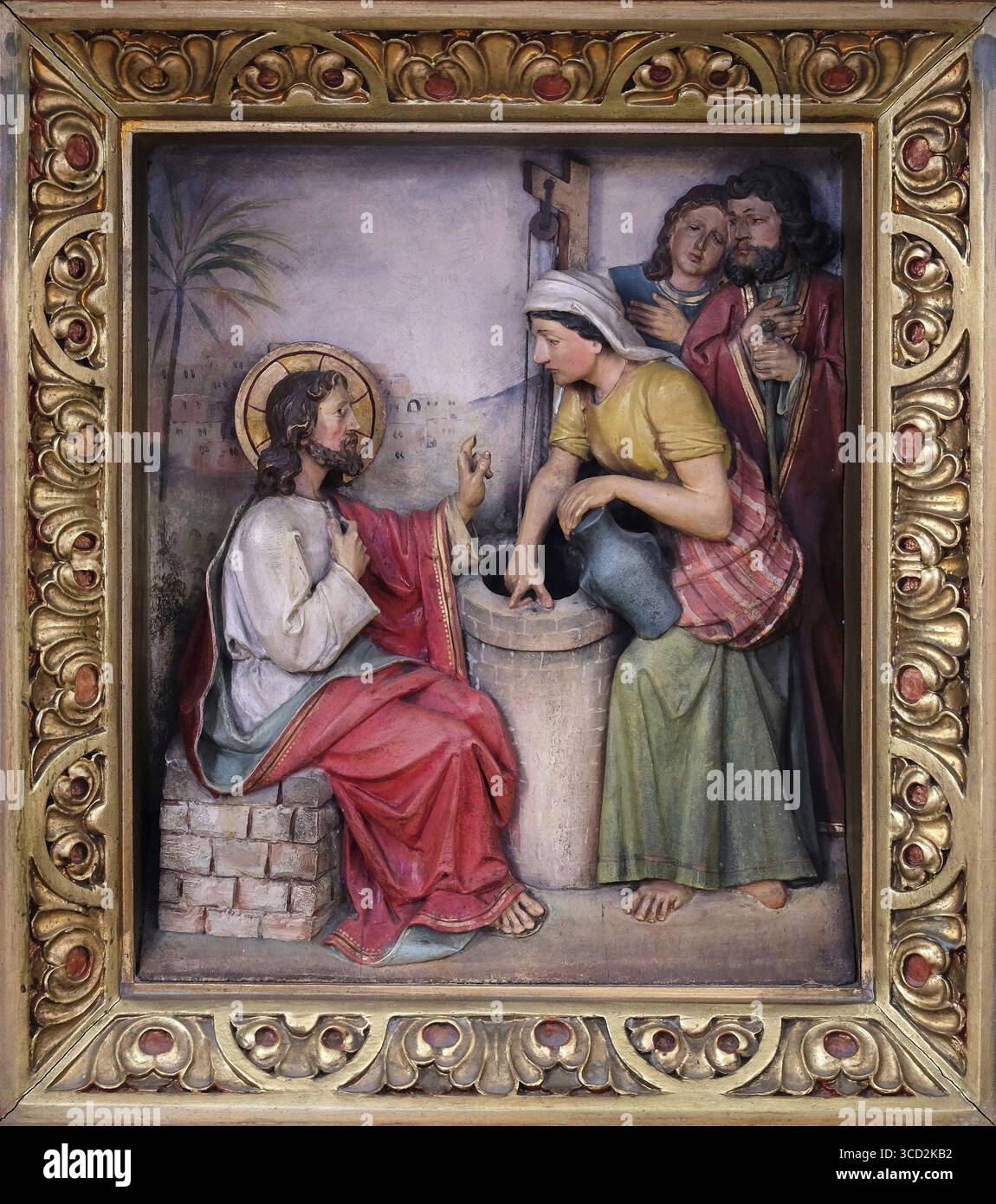 Jesus and the Samaritan Woman, relief in the church of Saint Martin in ...