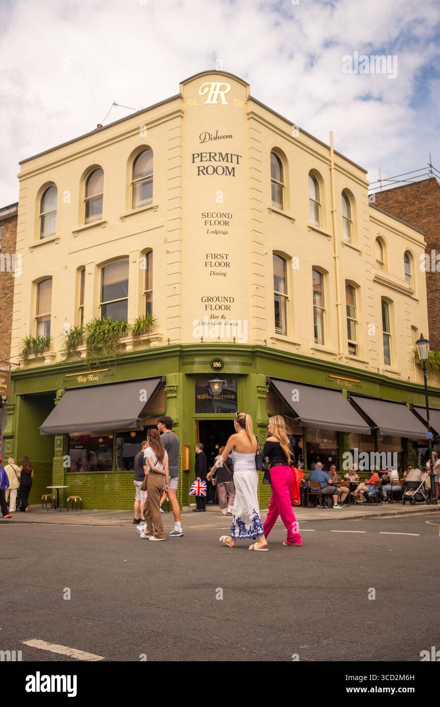 LONDON- JULY 28, 2025: Dishoom Permit Room bar cafe restaurant on ...