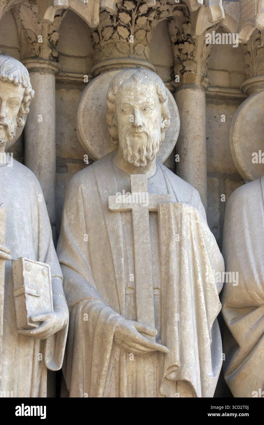 Saint Philip, Notre Dame Cathedral, Portal of the Virgin, Paris Stock ...