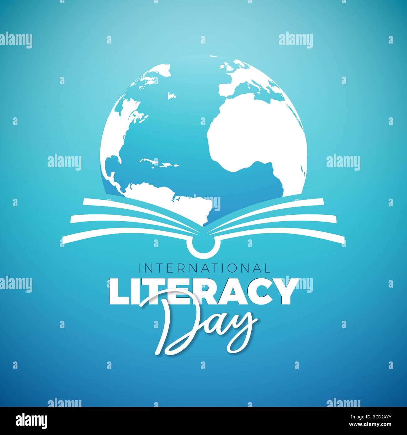 International Literacy Day Banner Illustration with Open Book Symbol ...