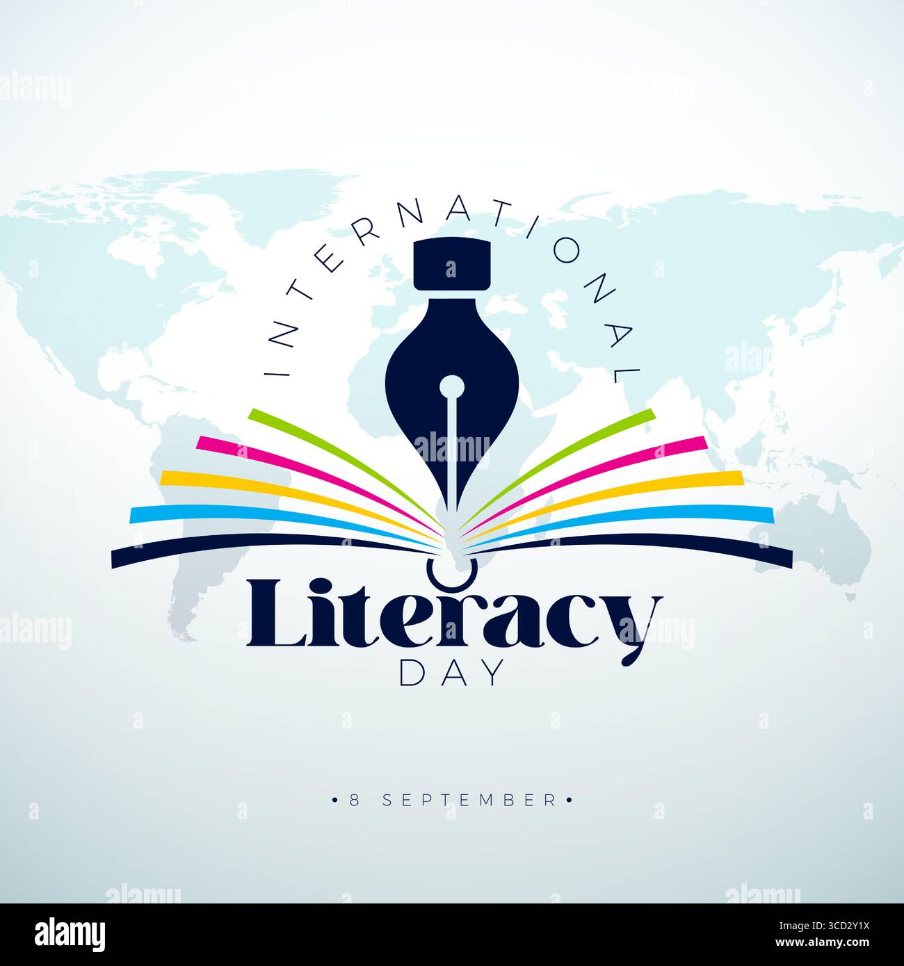 International Literacy Day Banner Illustration with Open Book Symbol ...