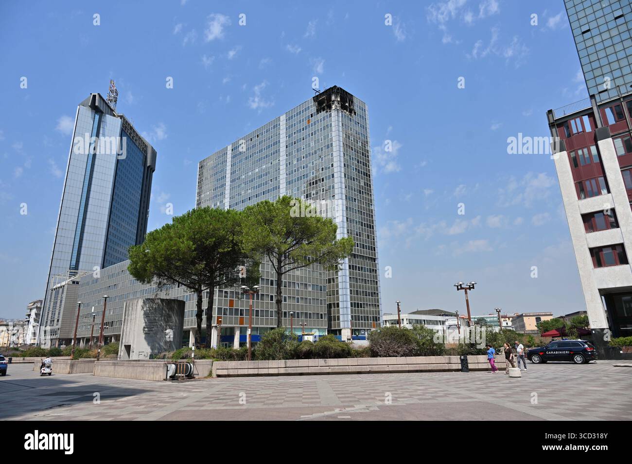 Naples, Fire in a building in the Business District Stock Photo - Alamy