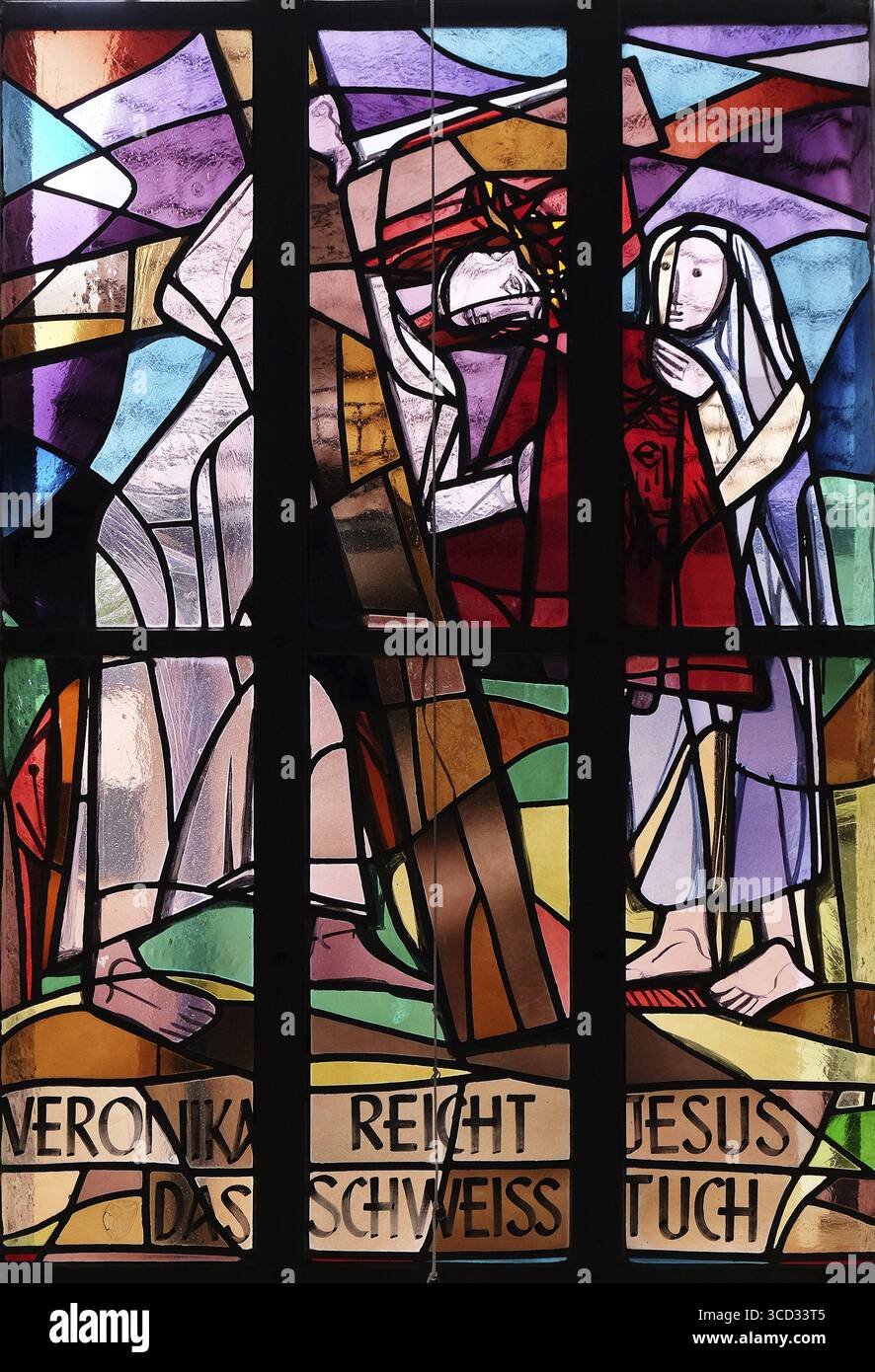 6th Stations of the Cross, Veronica wipes the face of Jesus, stained ...