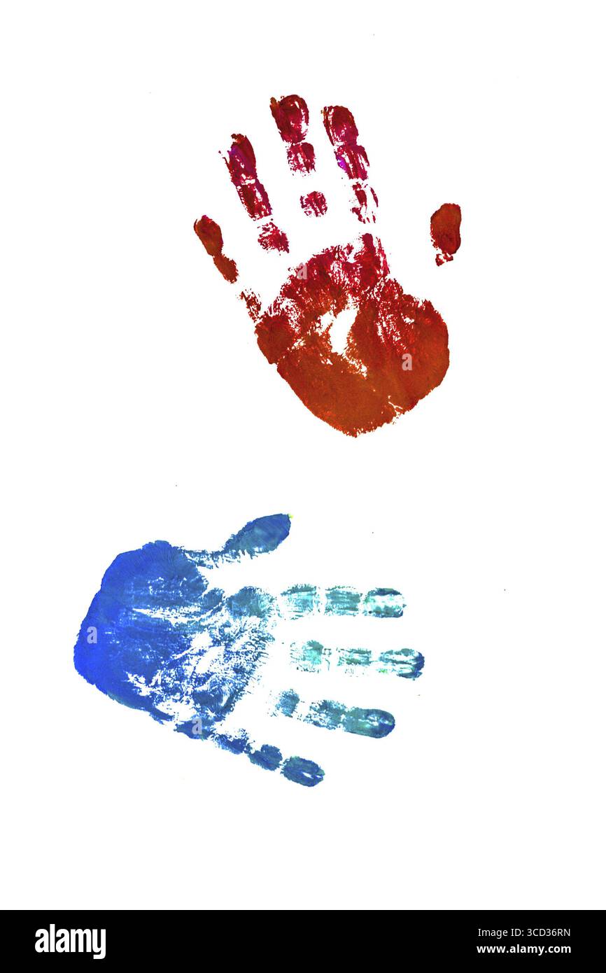 Close up of colored hand print on white background Stock Photo - Alamy