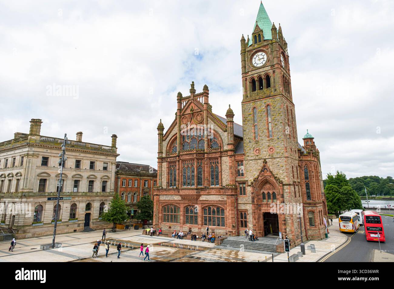 Guildhall an ornate, neo-Gothic town hall with Clock tower, Derry ...