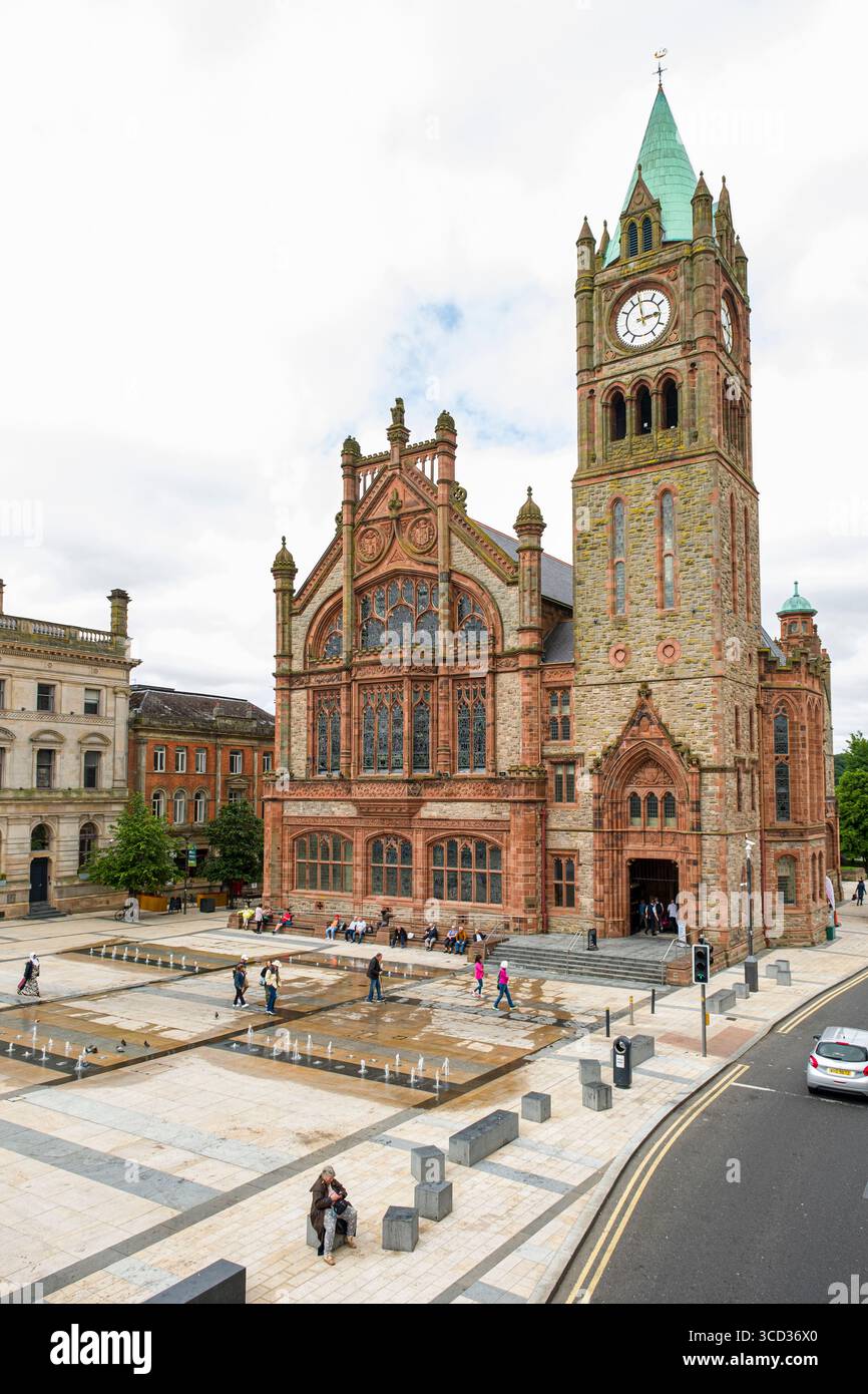 Guildhall an ornate, neo-Gothic town hall with Clock tower, Derry ...