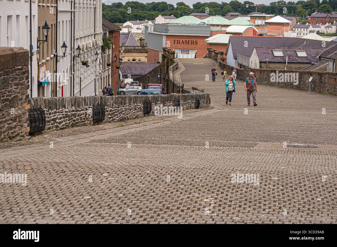 People walking on the Derry city Walls, Derry, County Londonderry ...