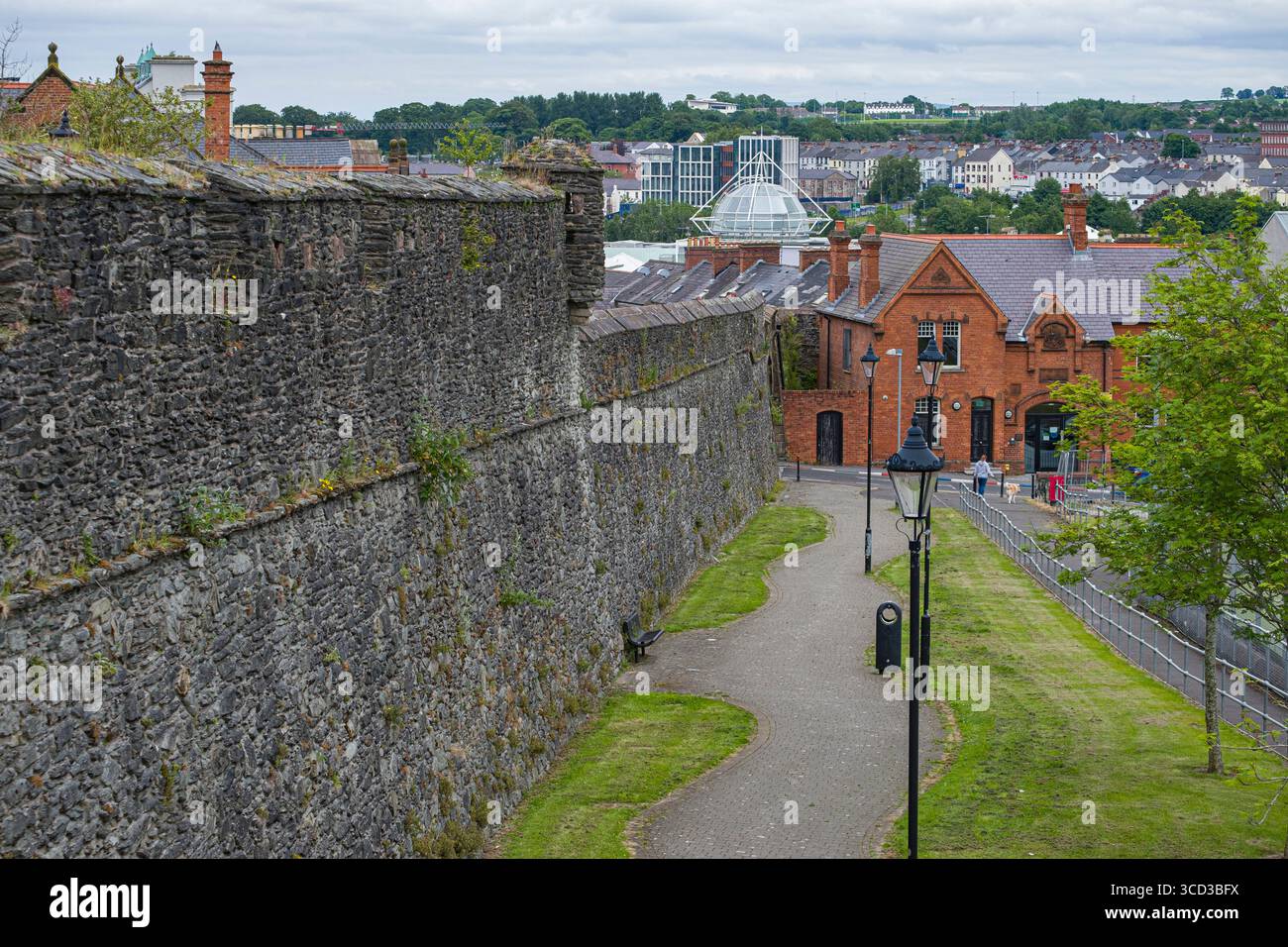 Walking path along Derry Walls towards Hawkin Street, Derry, County ...