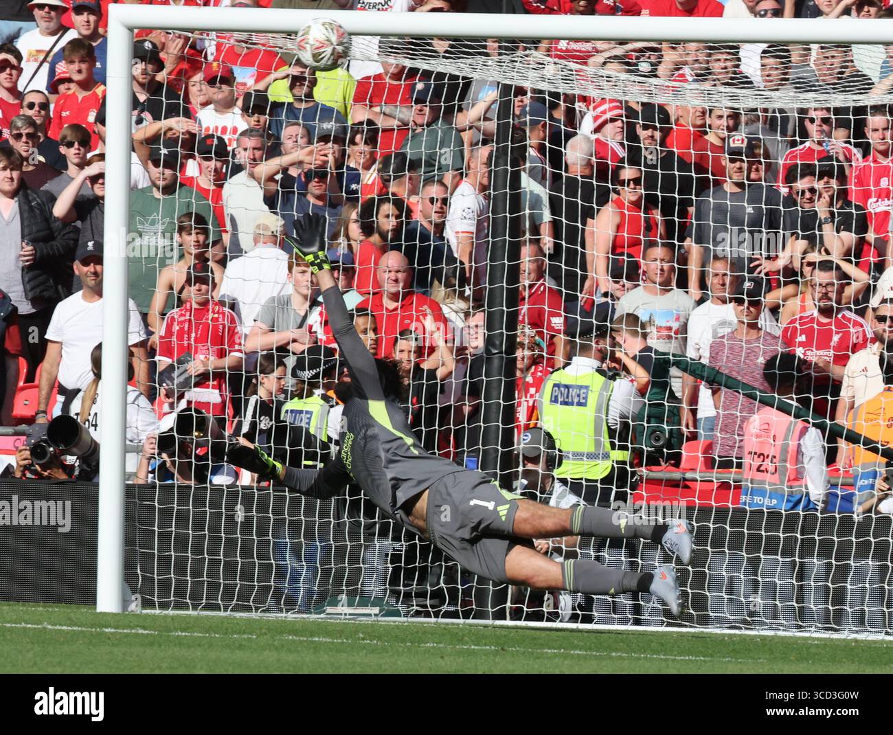 Liverpool's Alisson Becker whistle the bad hits the bar by Borna Sosaof ...