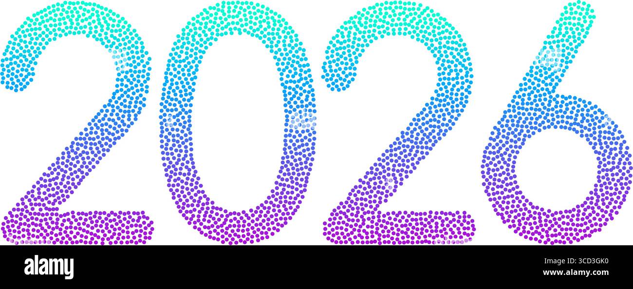 2026 colorful dotted gradient vector numbers for Happy New Year ...