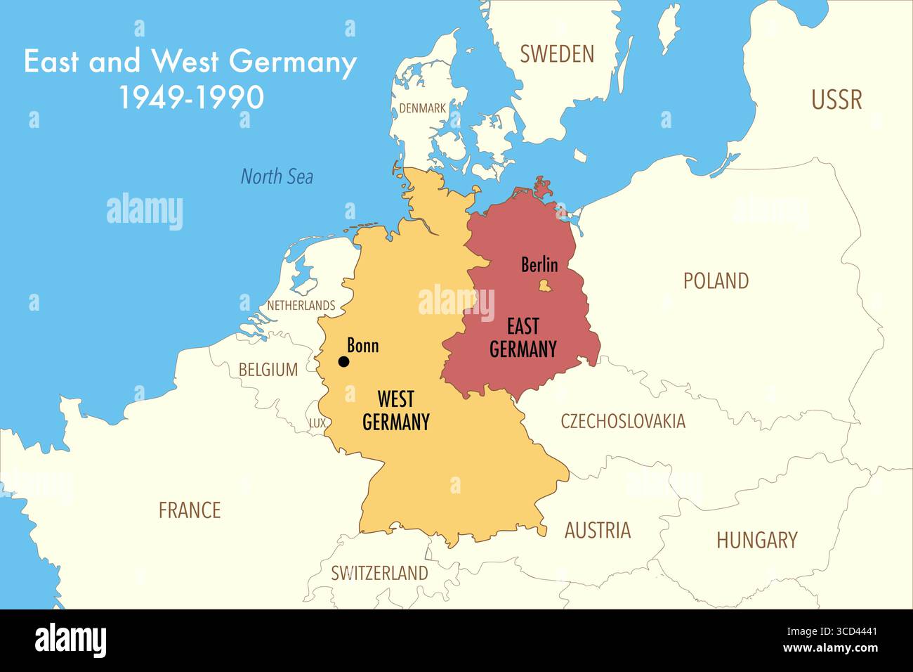 East and west germany map hi-res stock photography and images - Alamy