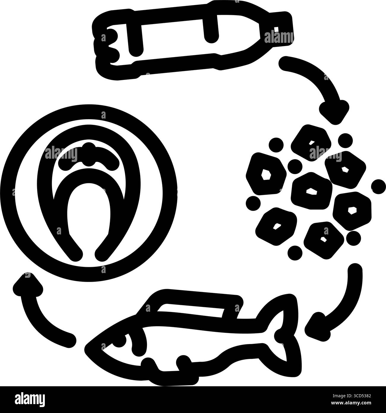 contamination microplastic food chain line icon vector illustration ...