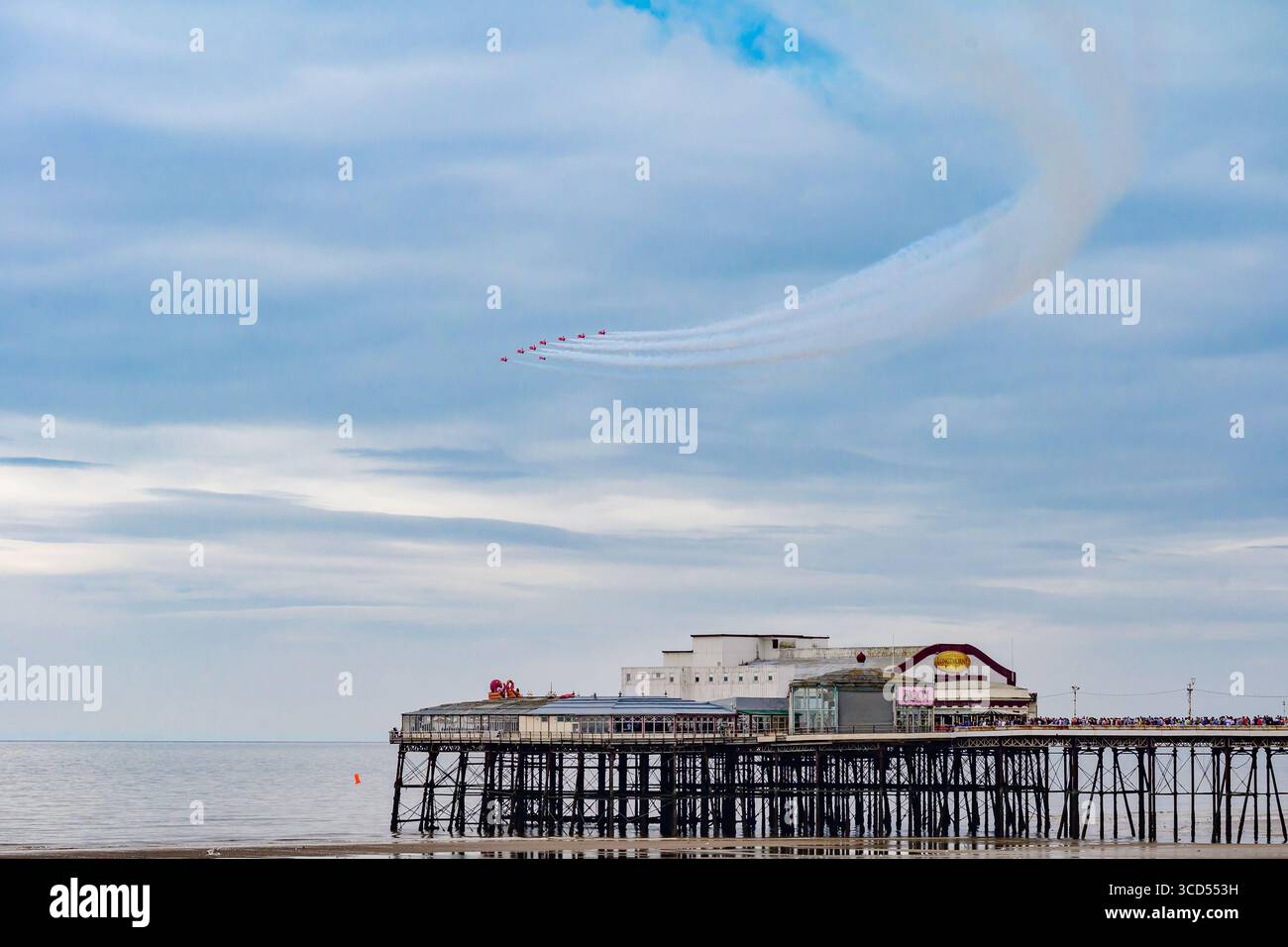 Blackpool, England - 10th August 2025: The Red Arrows performing an ...
