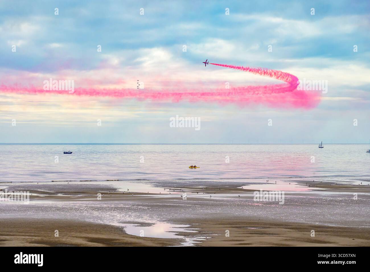 Blackpool, England - 10th August 2025: The Red Arrows performing an ...