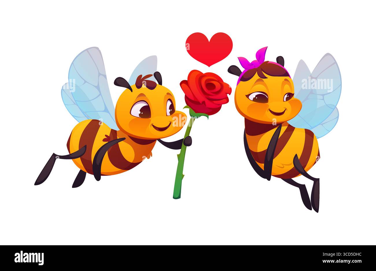Cartoon cute honey bee characters. Vector sweet honey bees couple in ...