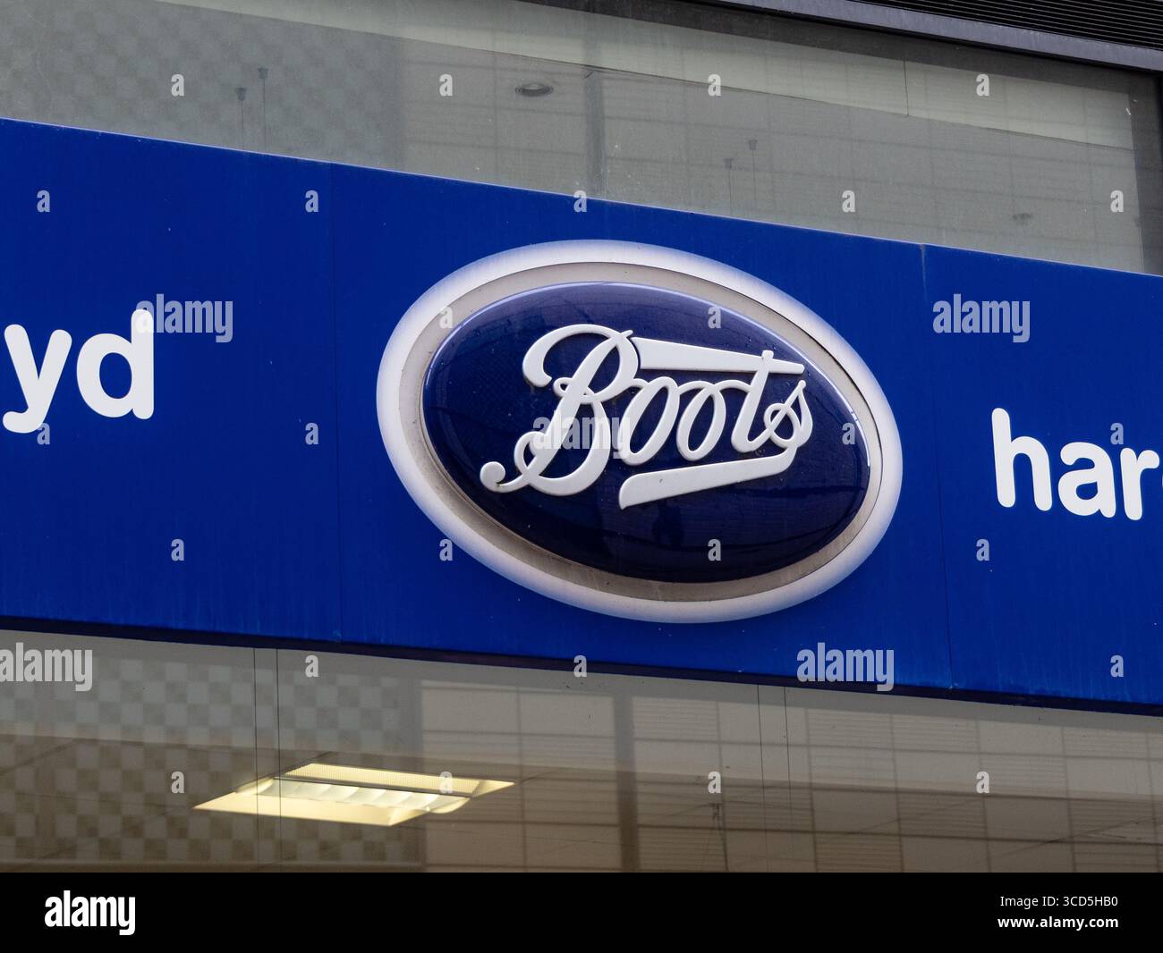 CARDIFF, UK - AUGUST 8, 2025 - Close up of the Boots logo on a ...