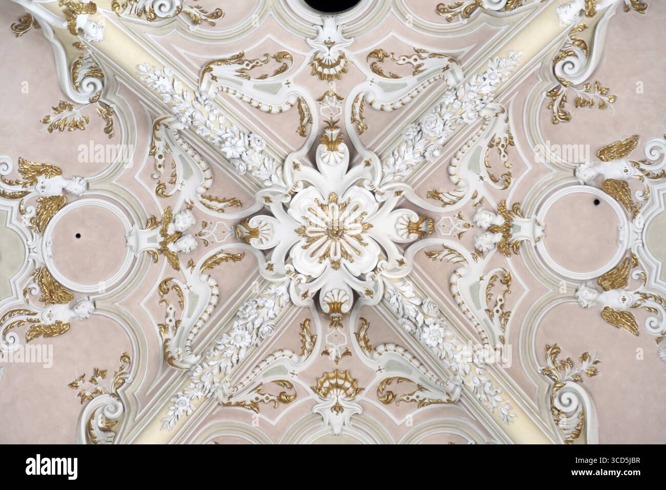 The stucco on the ceiling of Basilica of St. Vitus in Ellwangen ...