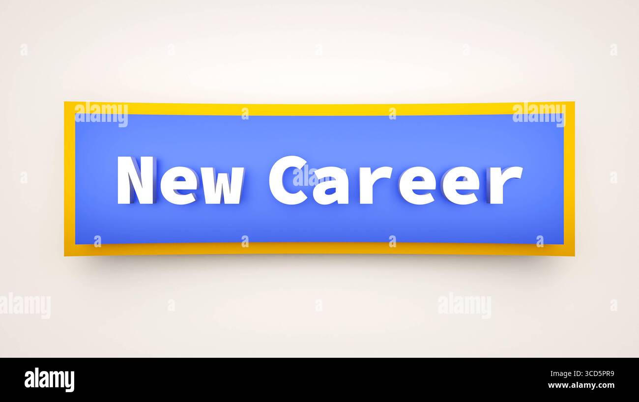 New career. New career, colored banner and sign. Ladder of success ...