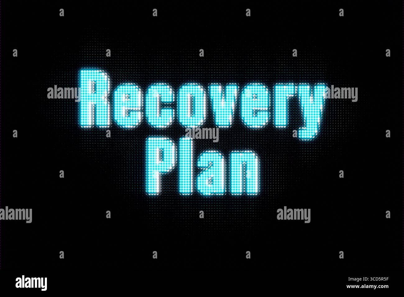 Recovery plan. Recovery plan. Banner in blue letters. Condition ...