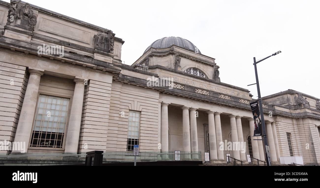 CARDIFF, UK - AUGUST 8, 2025 - Low angle view of the impressive ...