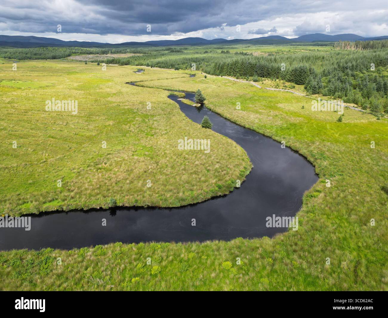River Cree as it meanders out of the Glentrool Forest forms the ...