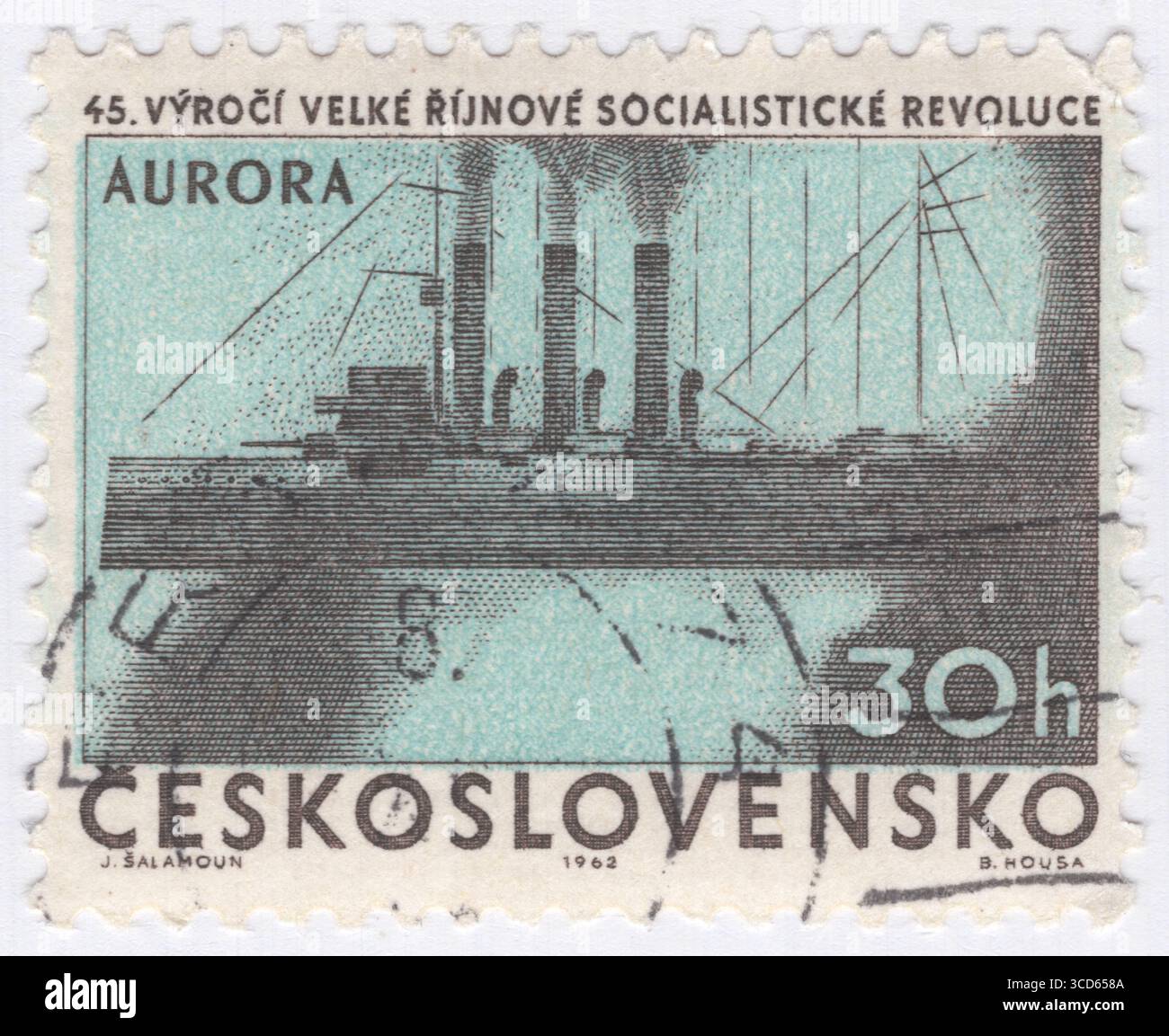 CZECHOSLOVAKIA - 1962 November 7: 30 haléř black and gray-blue postage ...