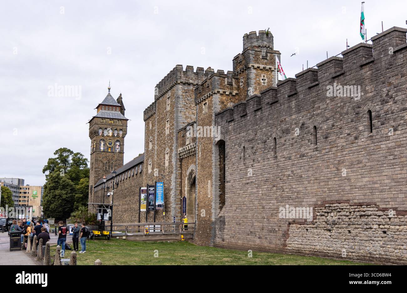 CARDIFF, UK - AUGUST 8, 2025 - Majestic Cardiff Castle stands tall ...