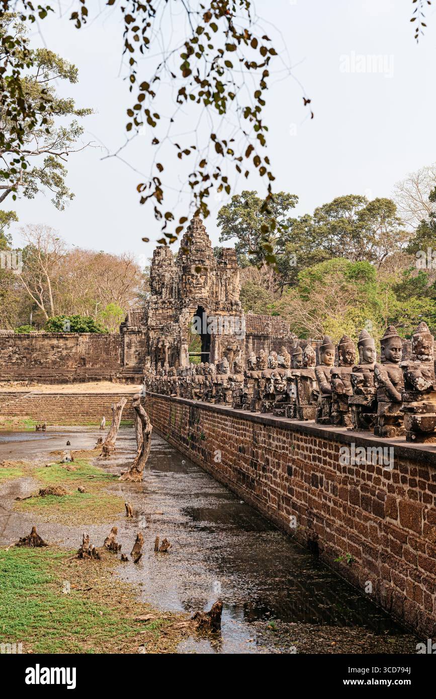 The South Gate [Tonle Om Gate] is a 12th-century causeway and entrance to the ancient Khmer city ...