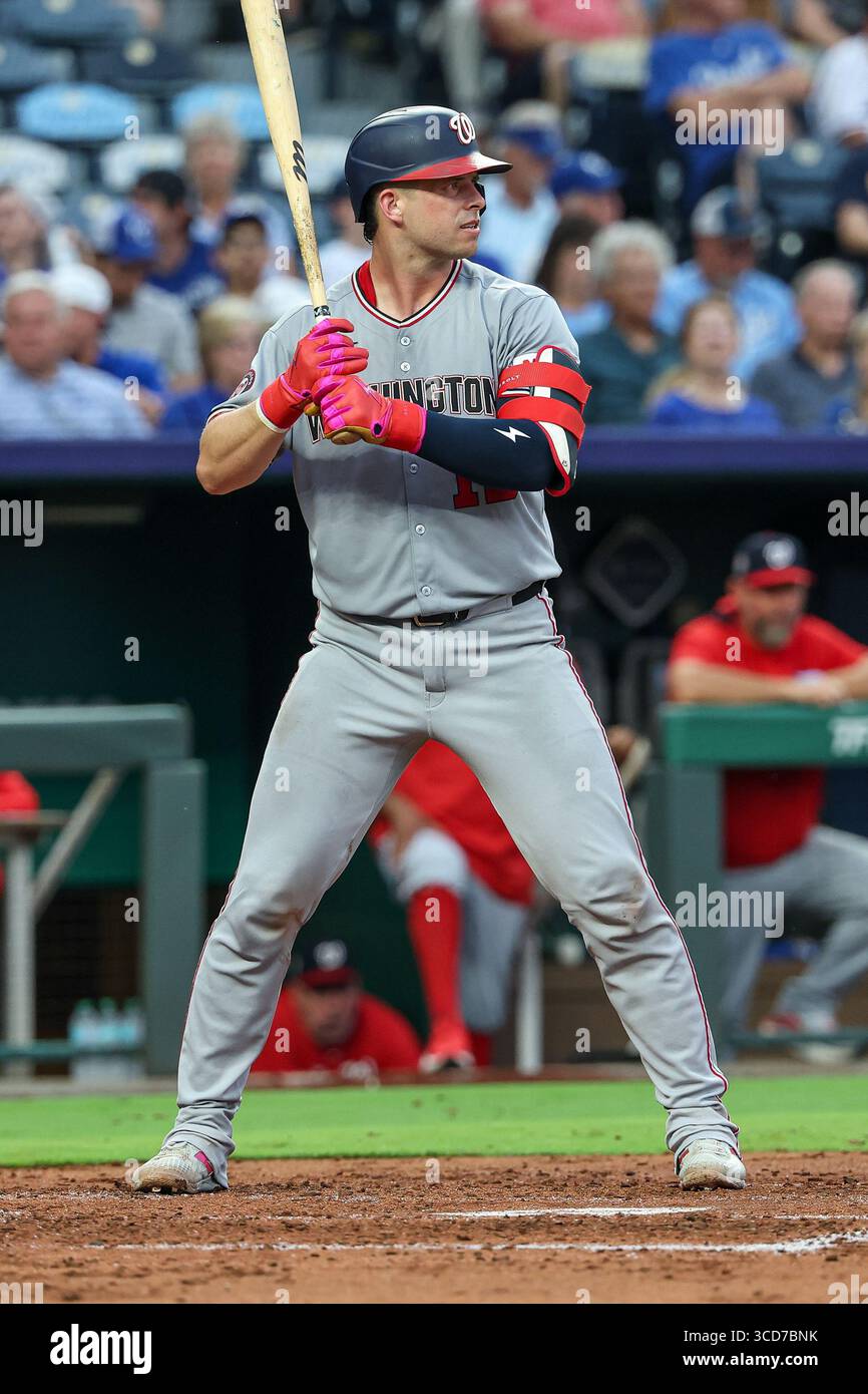 August 11, 2025: Washington Nationals catcher Riley Adams (15) bats ...