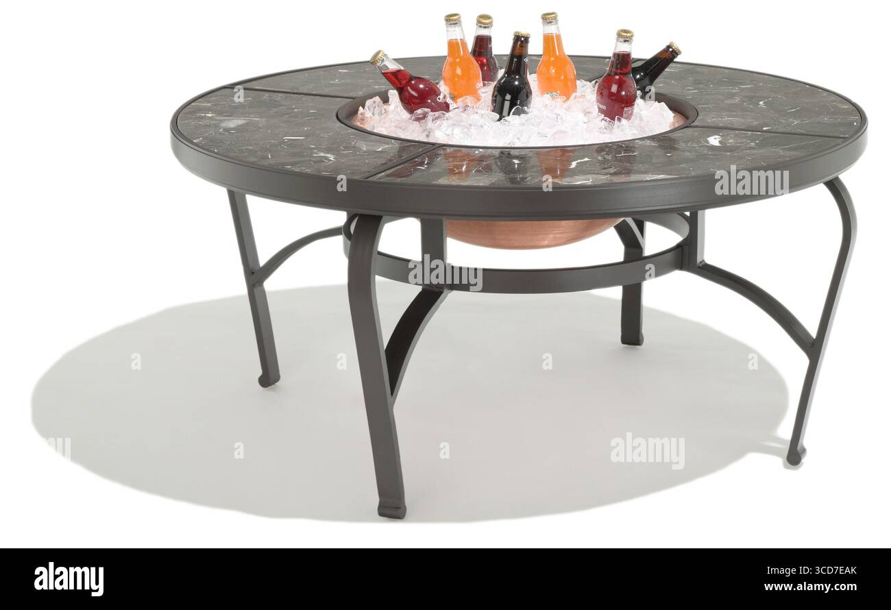 Black round metal table Cut Out Stock Images & Pictures - Alamy