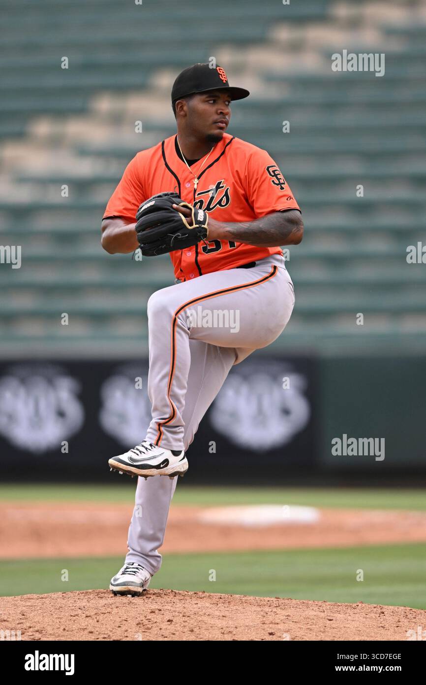 ACL Giants pitcher Mauricio Estrella (31) delivers a pitch during an ...