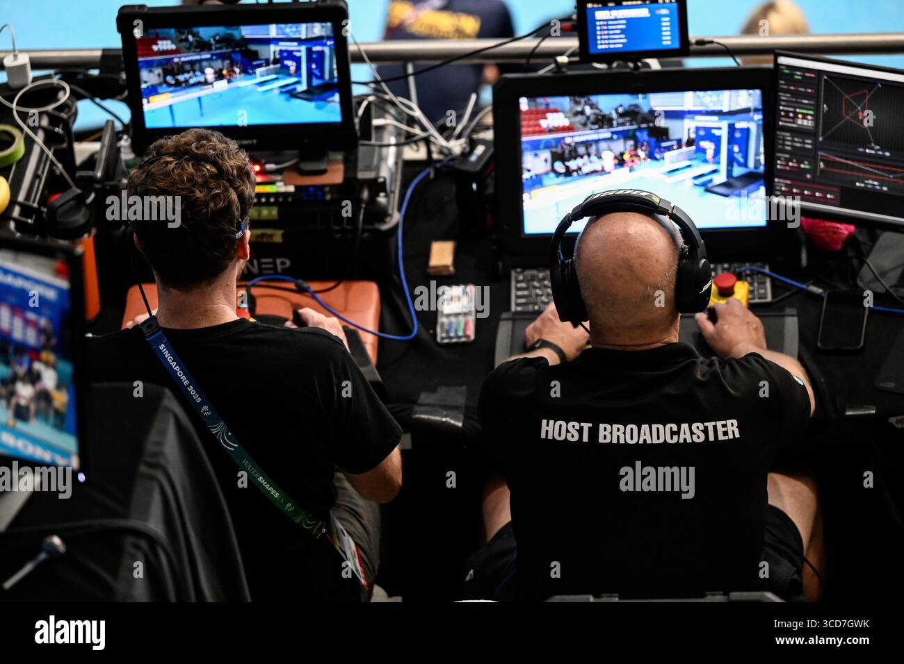 Television directors at work during a diving competition of the 22nd ...
