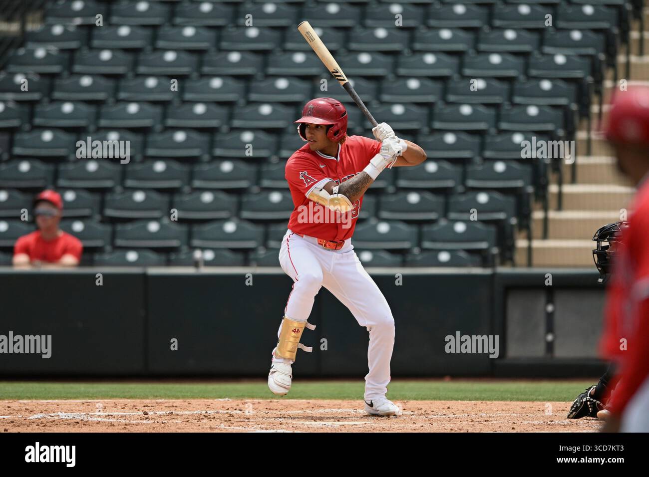 Lucas Ramirez (94) of the ACL Angels at bat during an Arizona Complex ...