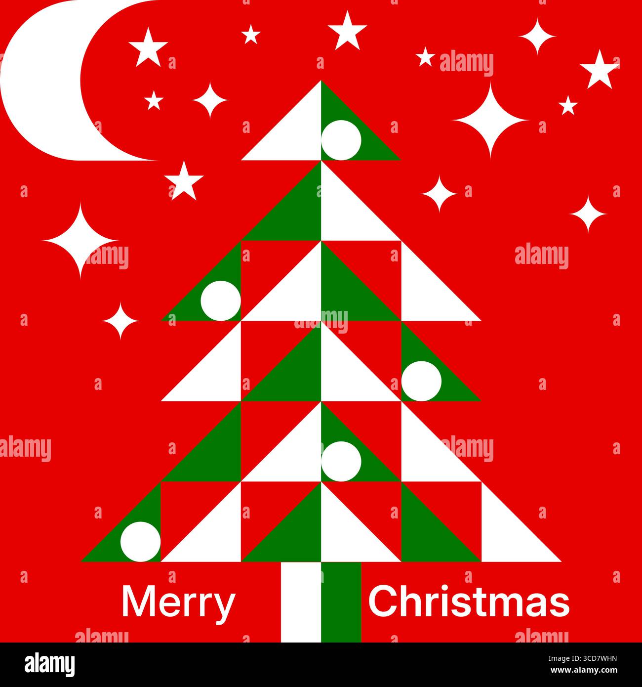 Merry Christmas Tree Bauhaus Minimalist Art Poster Stock Vector Image ...