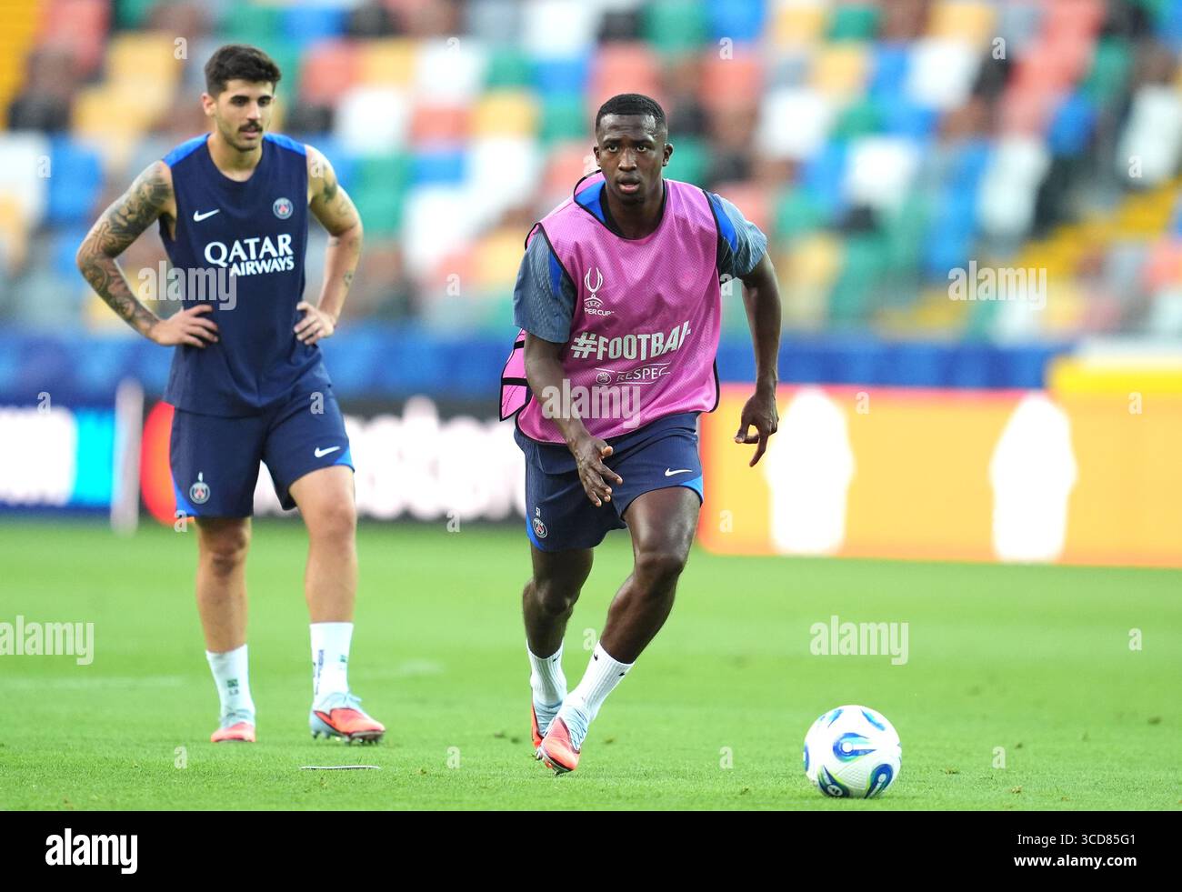 Paris Saint-Germain's William Pacho during a training session at the ...