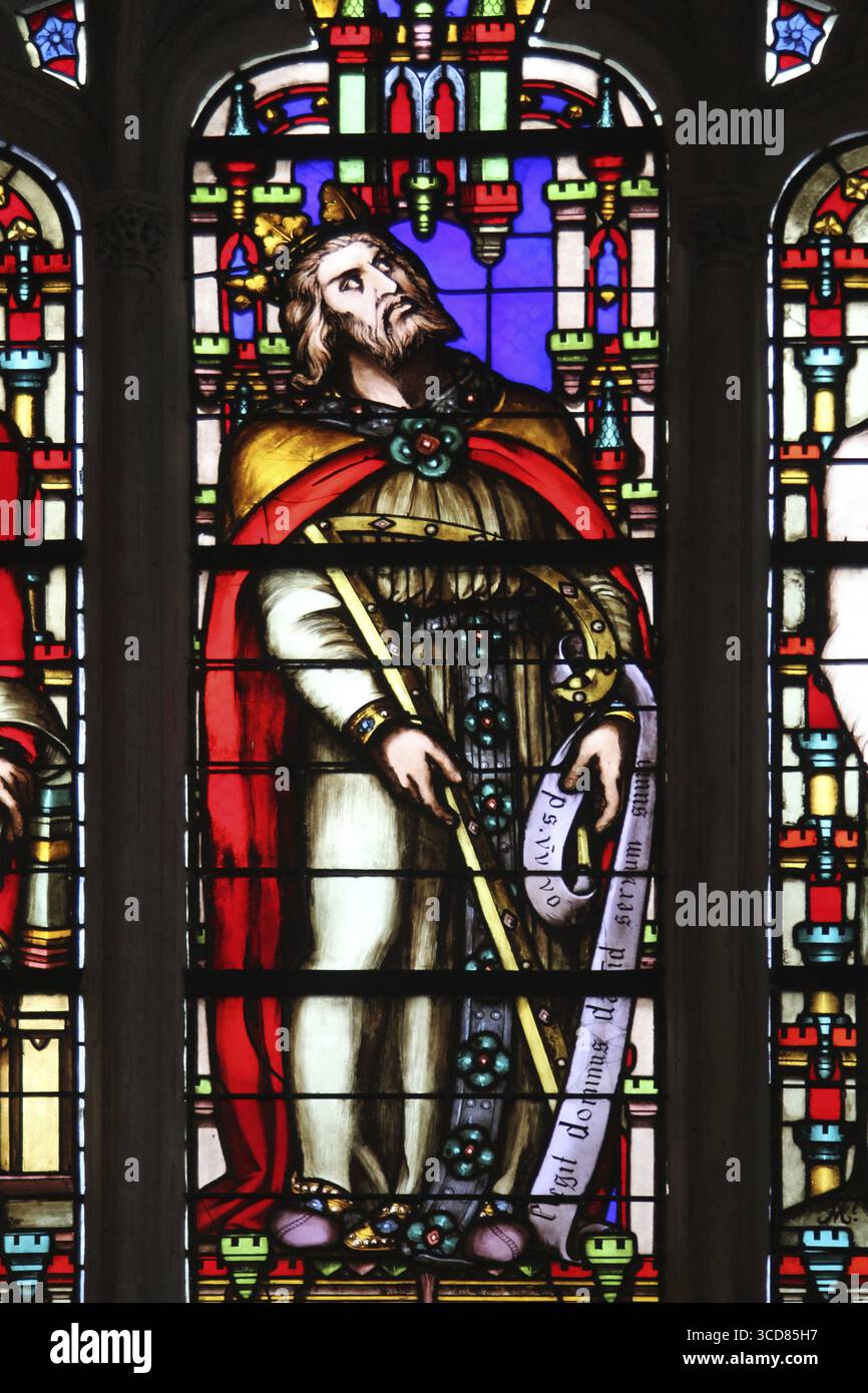 King David, stained glass window from Saint Germain-l'Auxerrois church ...