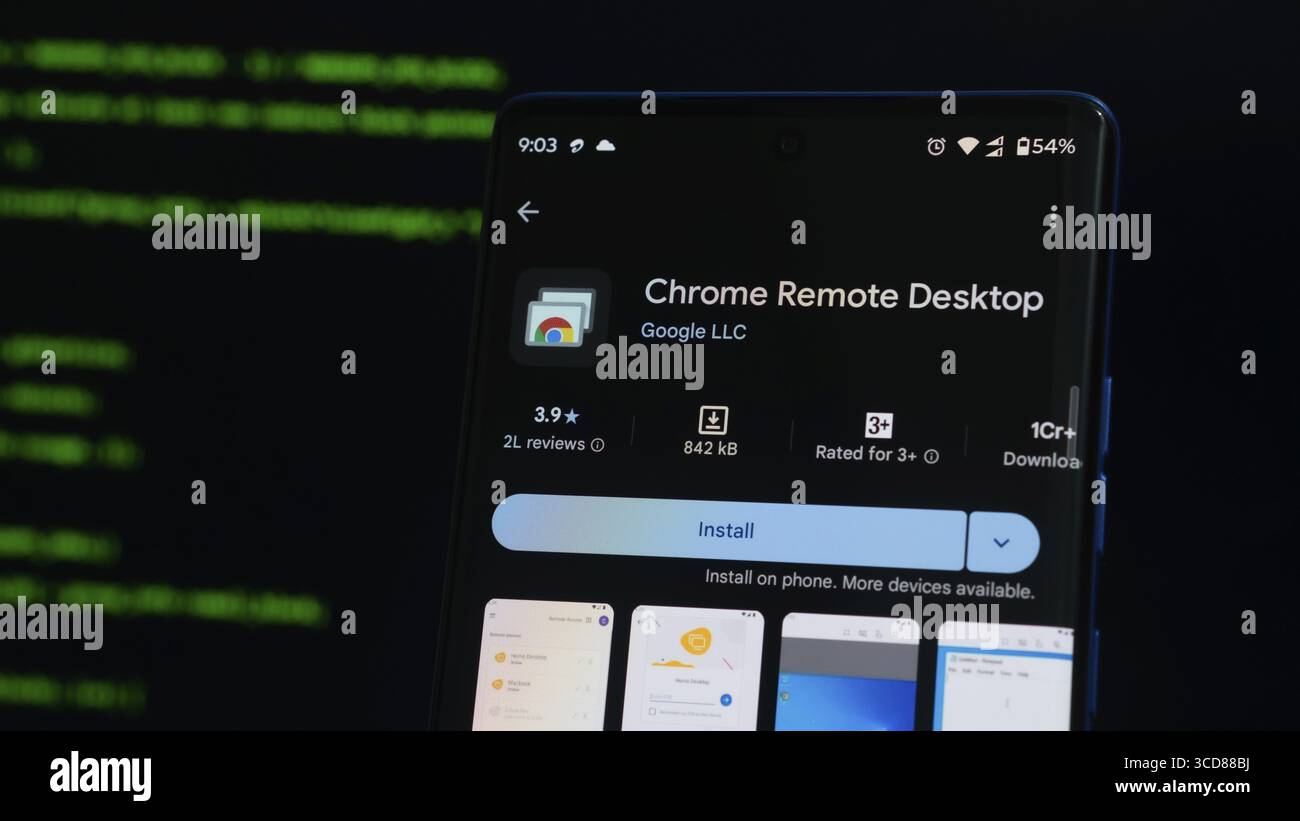 Phone with the Chrome Remote Desktop app on Google Play, integrated ...