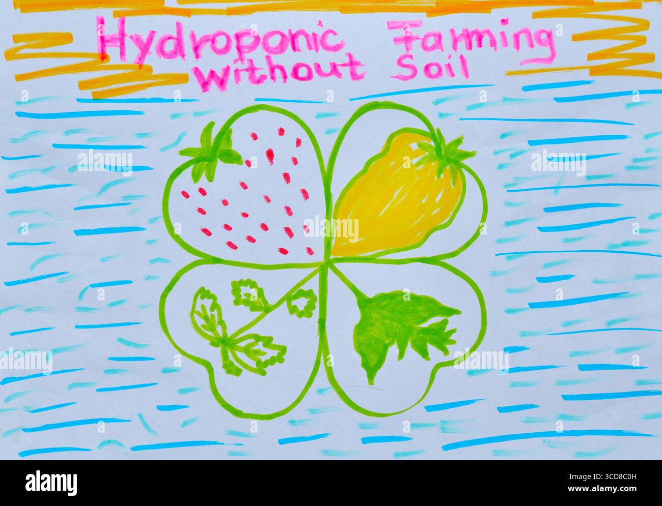 Hydroponic farming without Soil,Kidish hand drawing Stock Photo - Alamy