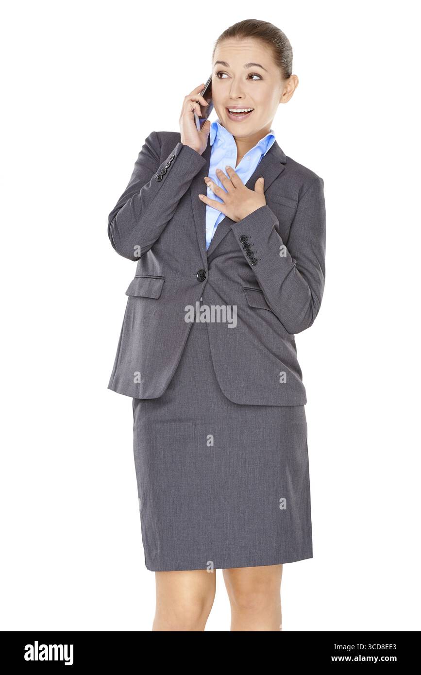 Business woman looking smartphone Cut Out Stock Images & Pictures - Alamy