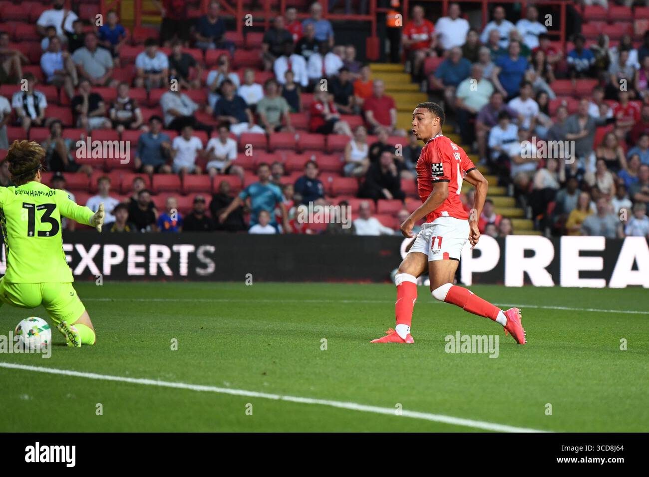 London, England. 12th Aug 2025. Miles Leaburn scores during the Carabao ...