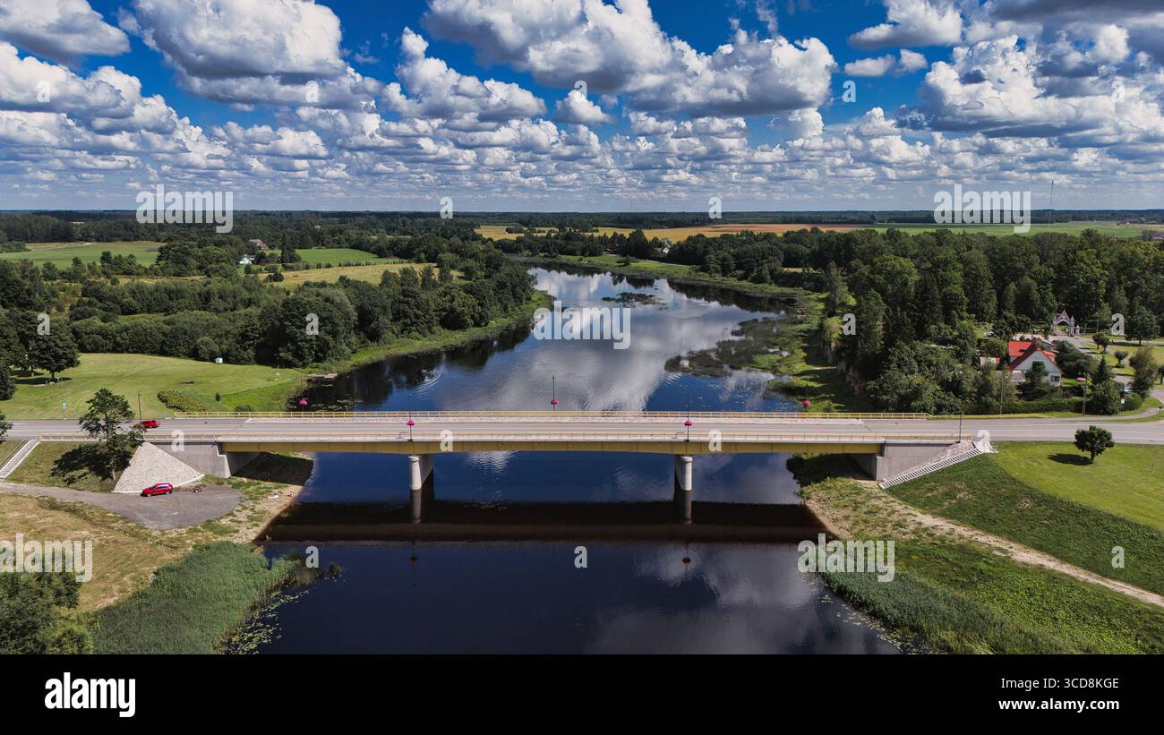 Drone View of Tori Bridge Over Pärnu River, Estonia - Scenic Summer ...