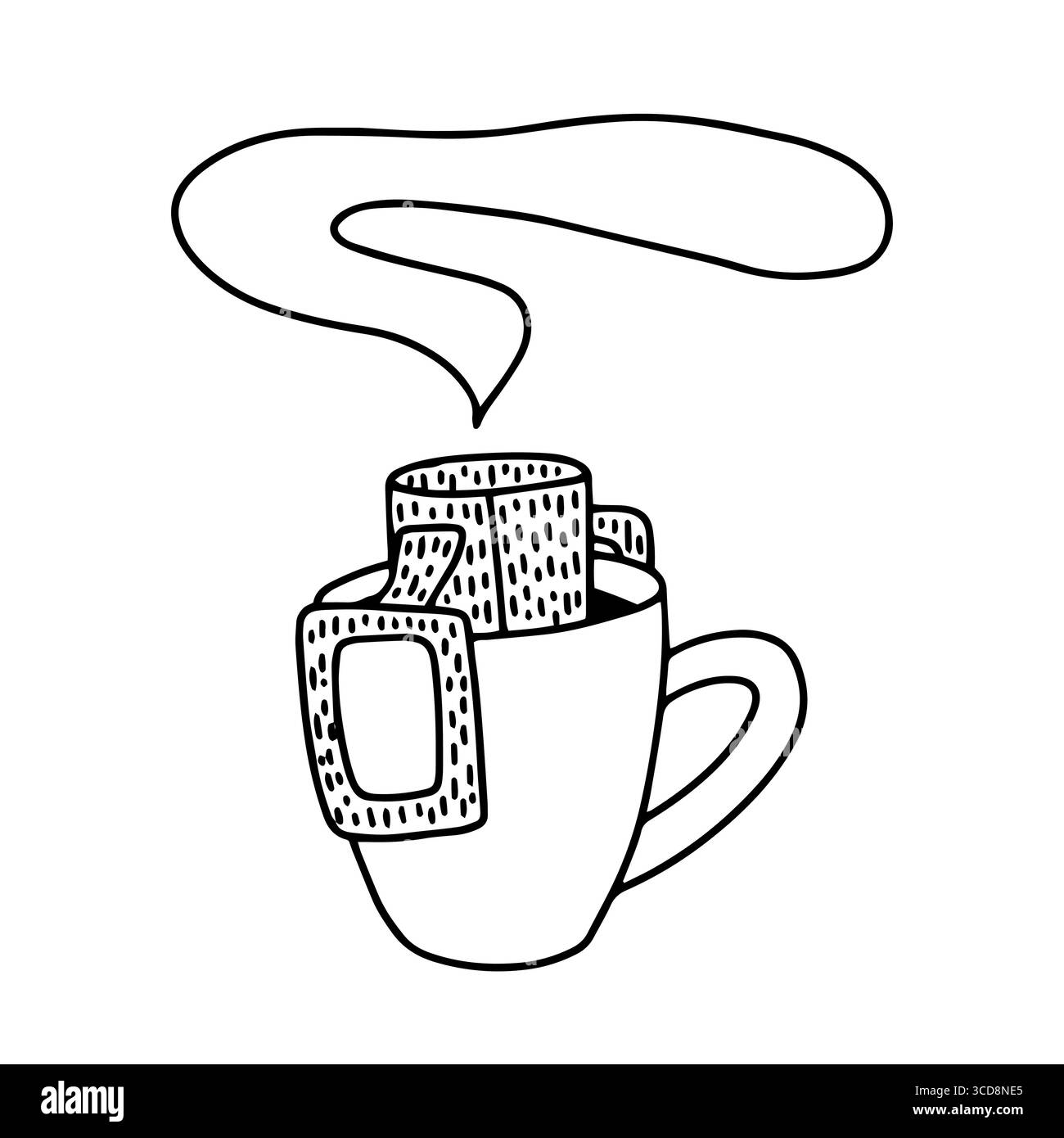 Line drawing cup coffee Black and White Stock Photos & Images - Alamy