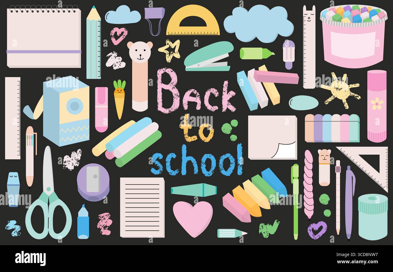School supplies set colorful Stock Vector Images - Alamy