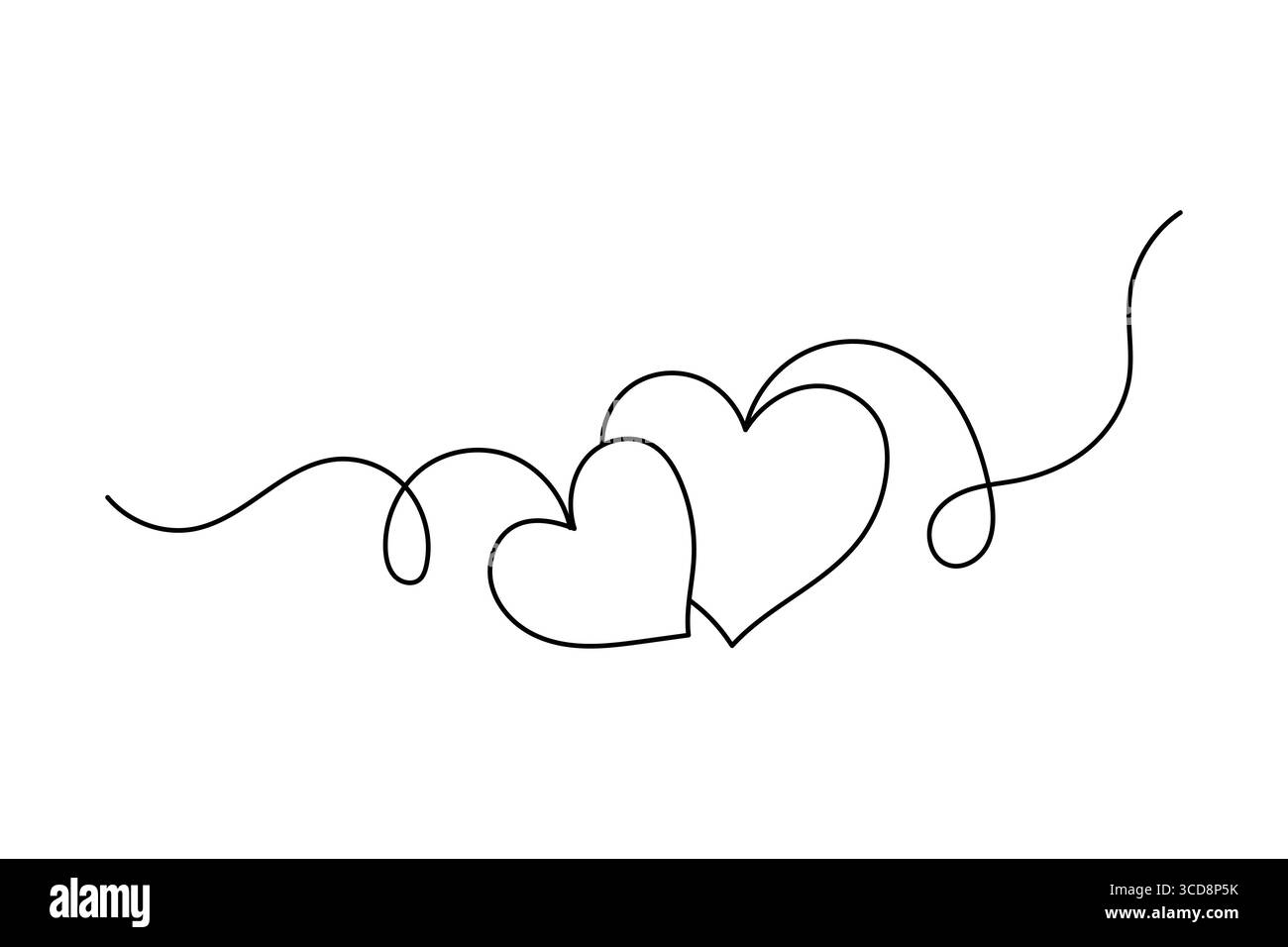Modern minimalist heart shape continuous one line outline art isolated ...