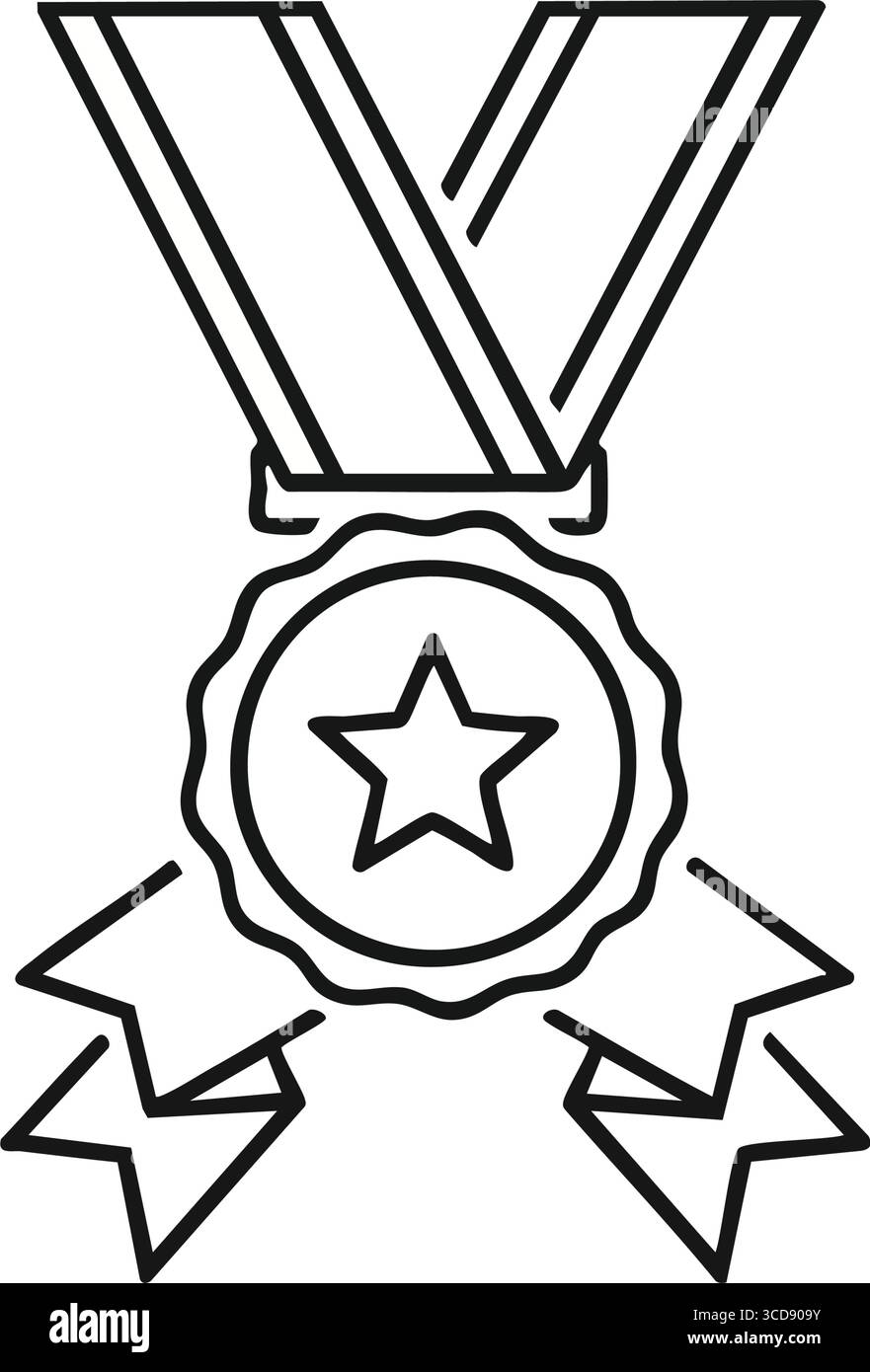 Classic Honor Medal Graphic. A distinguished white outline emblem with ...