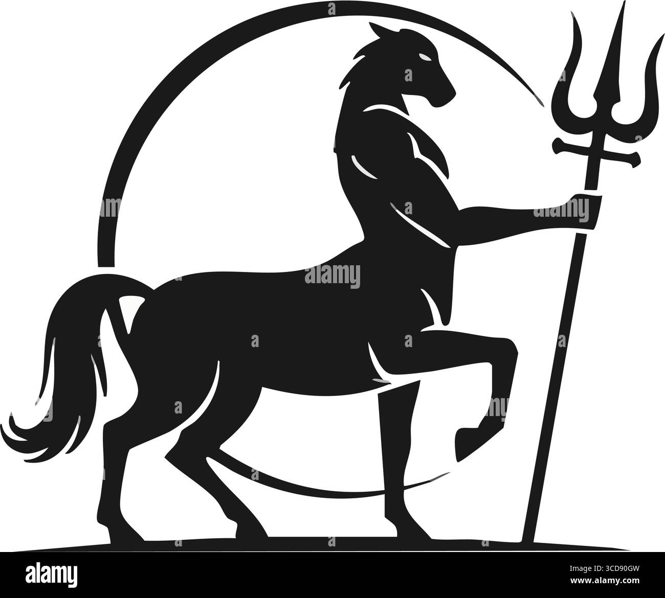 Mythical Trident Centaur Emblem. This robust graphic depicts a ...