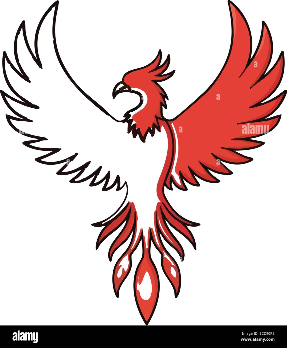Vibrant Red Phoenix Symbol. Illustrates the legendary bird in a bold ...