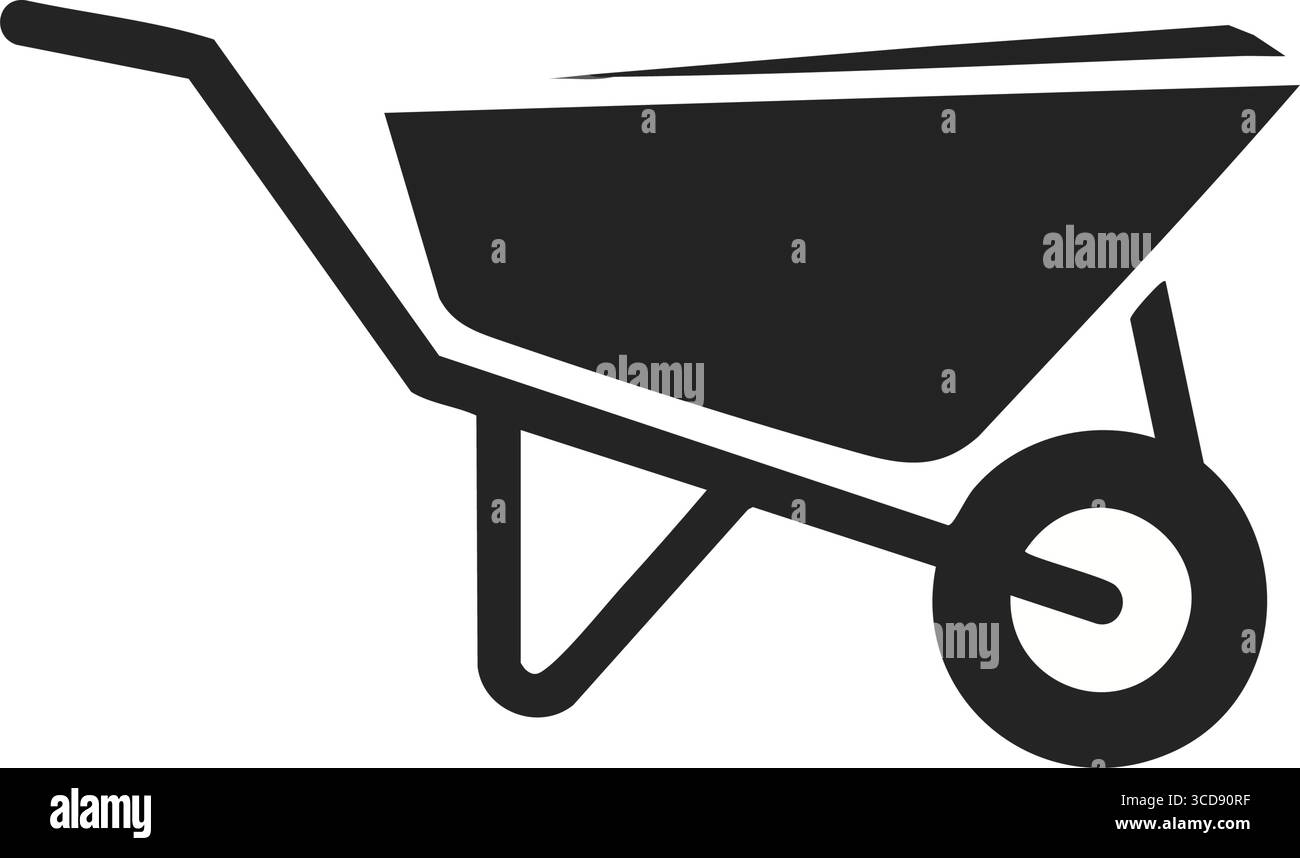 Modern Wheelbarrow Tool Icon. A sleek, flat design illustration of a ...